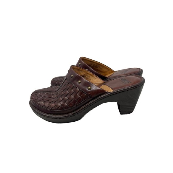 Born | Shoes | Born Basket Weave Leather Mule Clogs Womens 9 Brown ...
